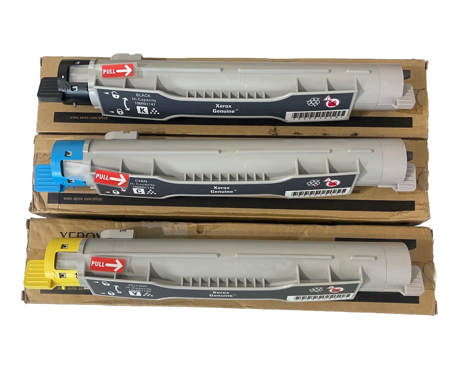 (3) GENUINE Xerox PHASER 6350 Black/Cyan/Yellow Toner Cartridges (NEW ...