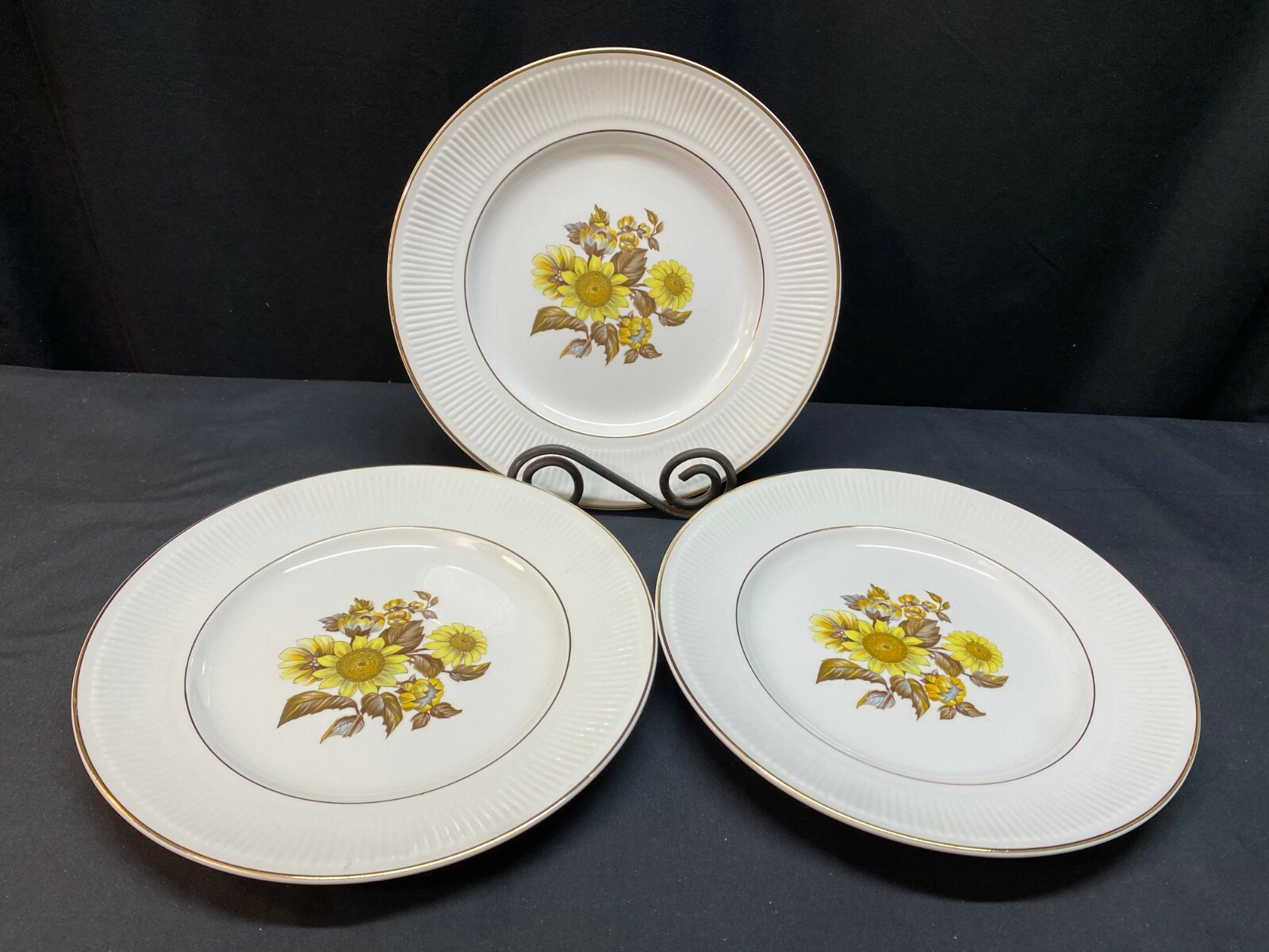 Royal Warwick "SUNFLOWER" England ~ Set of 3 ~ Dinner Plates ~ 10" | eBay