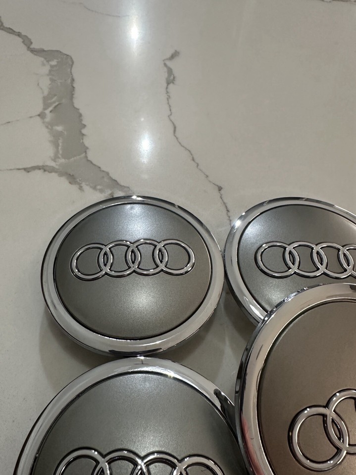 4X Set Audi 69MM Grey Chrome Wheel Rim Center Hub Caps Replacement ...