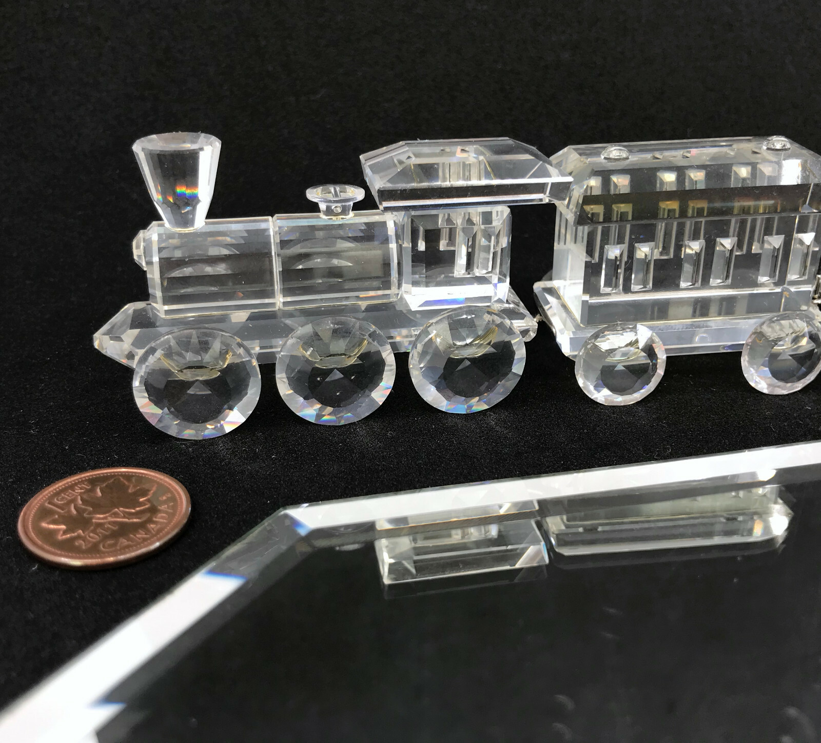 Swarovski Crystal Large Train set 4 Cars w Mirror Painted Tracks 1988 ...