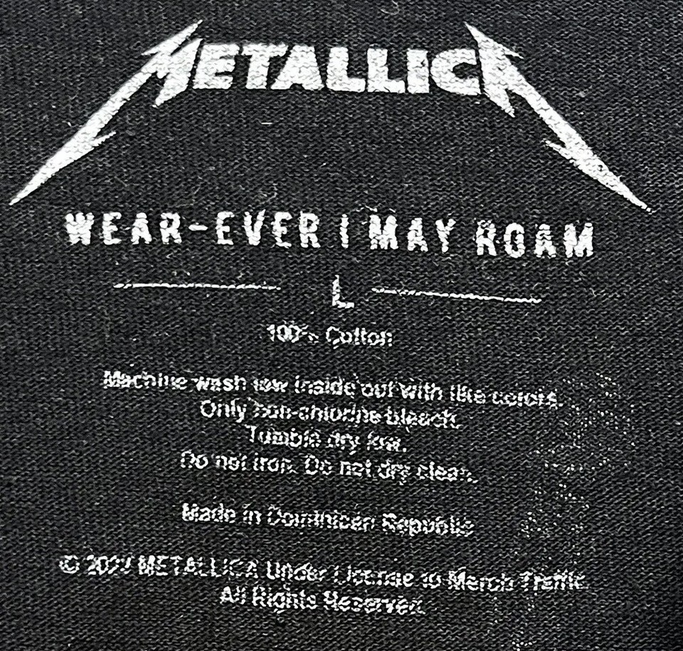 Metallica M72 Official Concert T Shirt 2023-24 WHERE-EVER I MAY ROAM ...