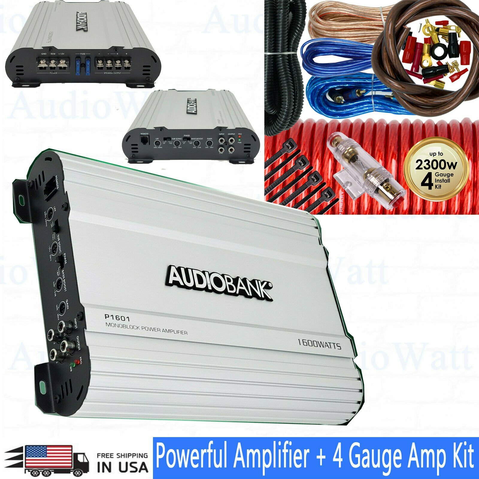 Audiobank Monoblock 1600 WATTS Class D Amp Car Audio Bass Amplifiers ...