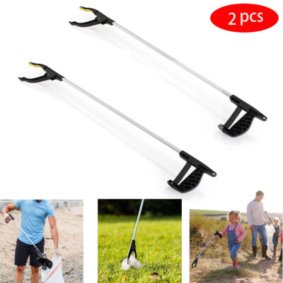 2X LONG REACH GRABBER REACHER LITTER PICKER HELPING HAND HELD PICK UP ...