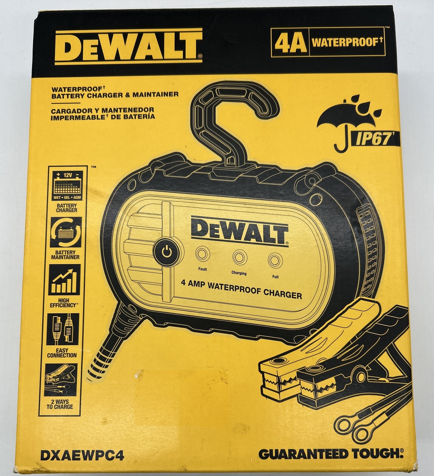 DEWALT DXAEWPC4 Fully Automatic 4 Amp 12V Waterproof Battery Charger ...