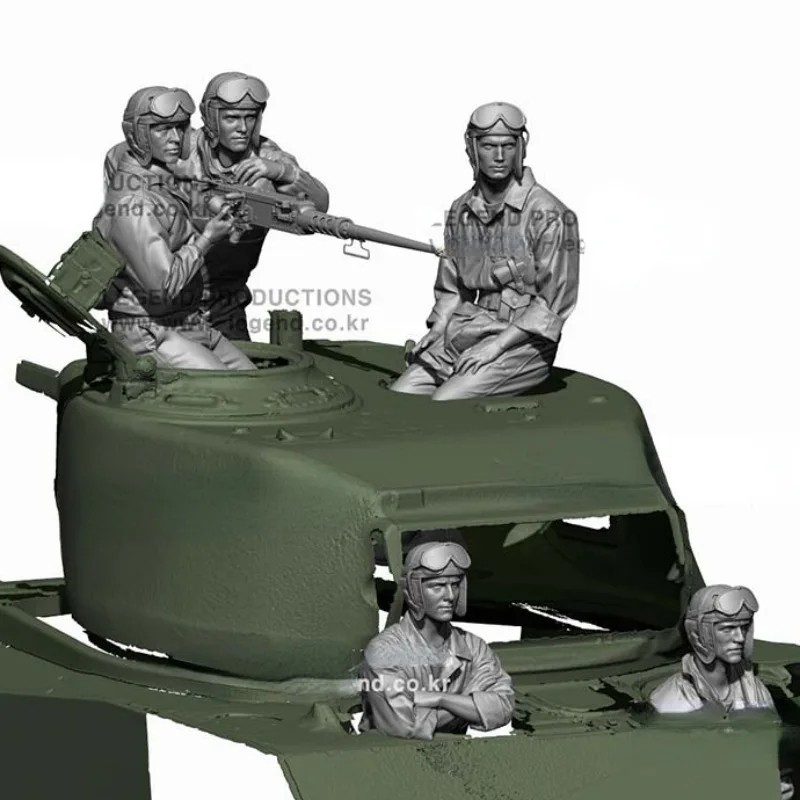 1/16 WW2 US Tank Crew Soldiers RESIN FIGURE MODEL KIT Unassembled ...