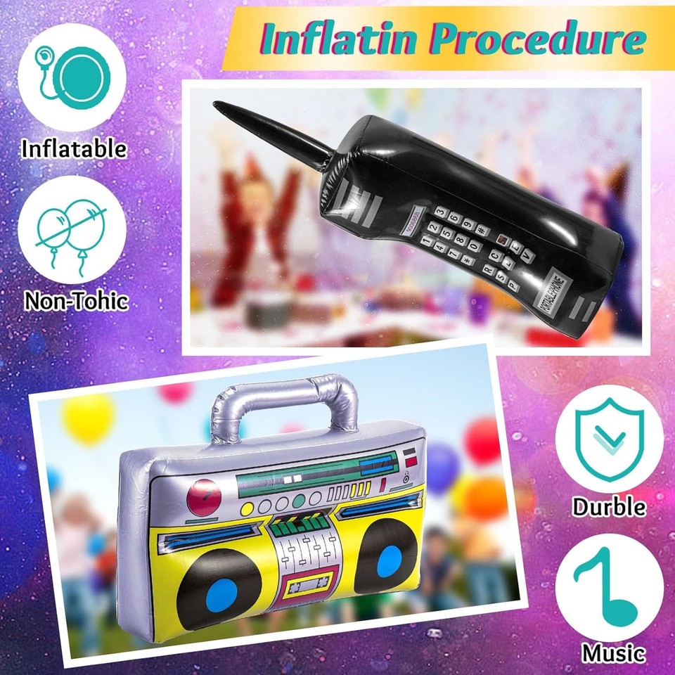 11 Pack Inflatable Instruments,Inflatable Guitars Boom Box Keyboard 11 ...