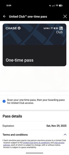 United Club 1 Time Pass Exp 11/29/25 - e Delivery Only | eBay