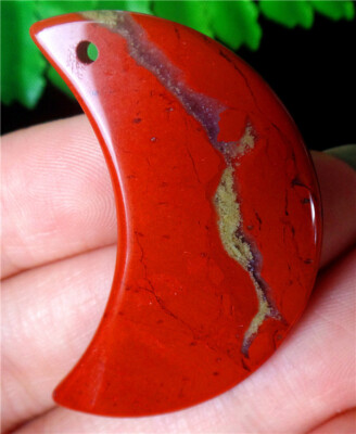 40x20x6mm Natural Red Jasper Moon Pendant Bead BV60823 | eBay