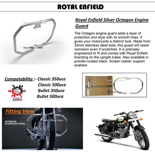 Royal Enfield "Silver Octagon Engine Guard" For "Classic, Bullet" | eBay