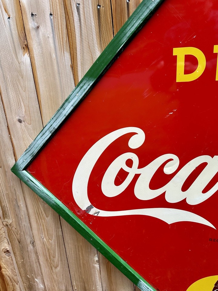1948 Coca Cola Large Sign ~ Yellow Dot | eBay
