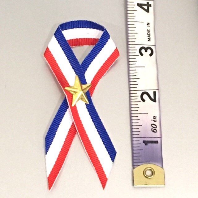 USA Patriotic Red White & Blue Ribbon & Star Lapel Pin, Handcrafted In ...
