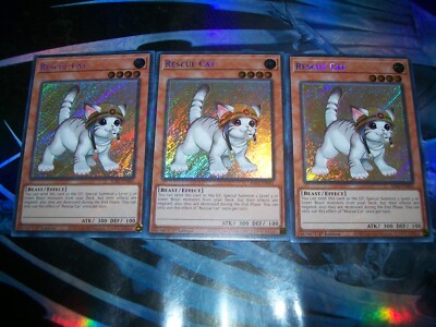 3x Rescue Cat Alt Art 1st Edition Secret Rare RA02-EN001 Yu-Gi-Oh! | eBay