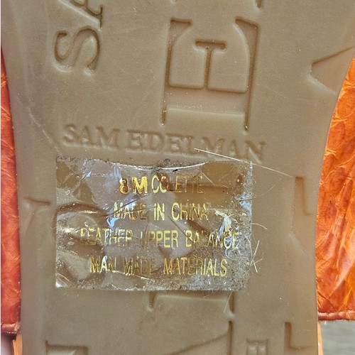 Sam Edelman Orange Leather Colette Sling Back Flat sz 8M Casual Work ...