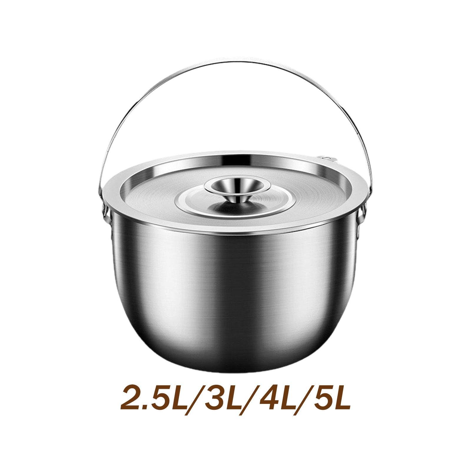 Stainless Steel Camping Pot Hanging Cooking Pot Camp Cookware | eBay UK