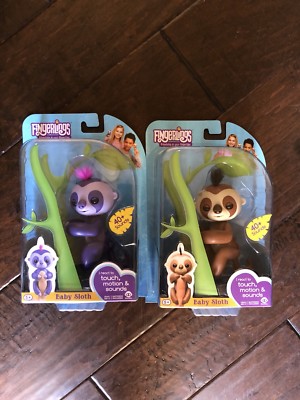 NEW Lot of 2 FINGERLINGS Purple Brown SLOTH WowWee FINGERLING Toy ...