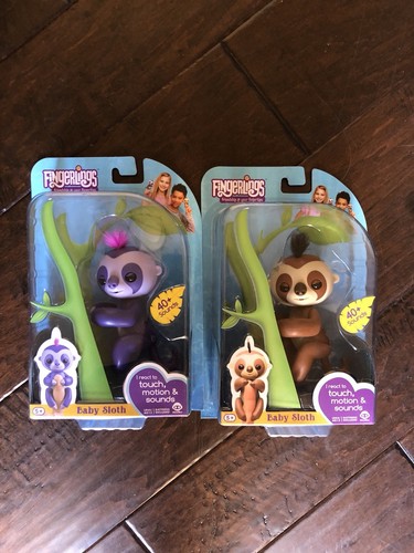 NEW Lot of 2 FINGERLINGS Purple Brown SLOTH WowWee FINGERLING Toy ...