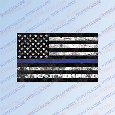 Weathered Thin Blue Line Decal, Thin Blue Line Flag Sticker, Back the ...
