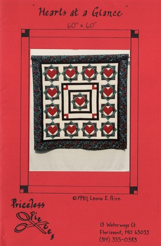 Hearts At A Glance 60x60 Applique Quilt Pattern by Priceless Pieces | eBay