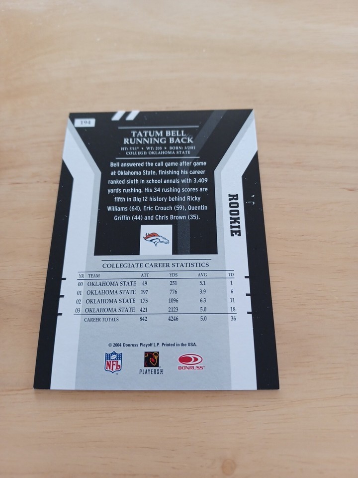 2004 Donruss Elite Rookie Card #194 Tatum Bell #rd /500 Broncos $$$ | eBay