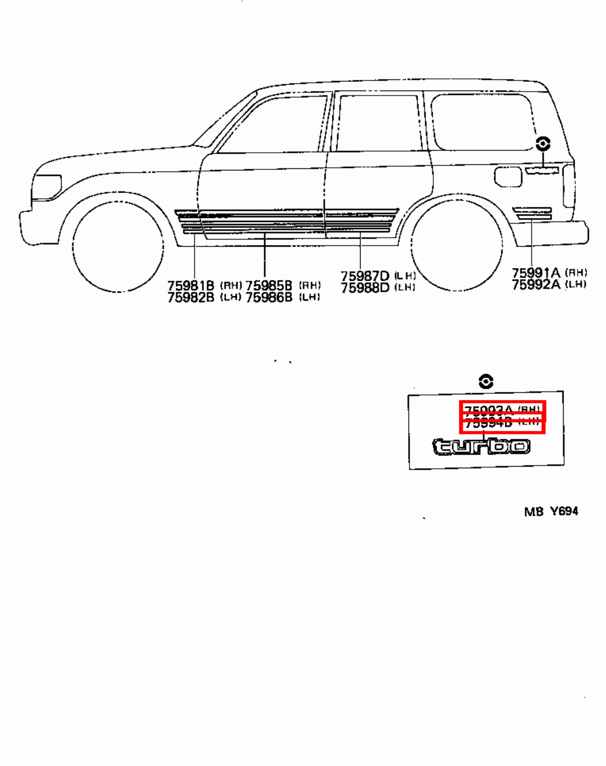 Genuine Toyota LandCruiser HDJ81 HDJ80 Rear 1/4 Side Panel Dark Decal ...