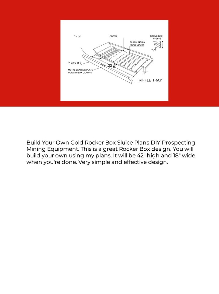 Gold Rocker Box Sluice Plans DIY Prospecting Mining Equipment Build ...