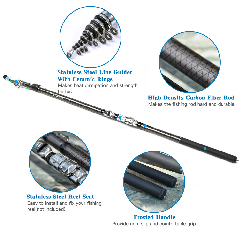 2.7m/3.6m/4.5m/5.4m/6. Telescopic Fishing Rod Carbon Fiber Fishing Rod ...