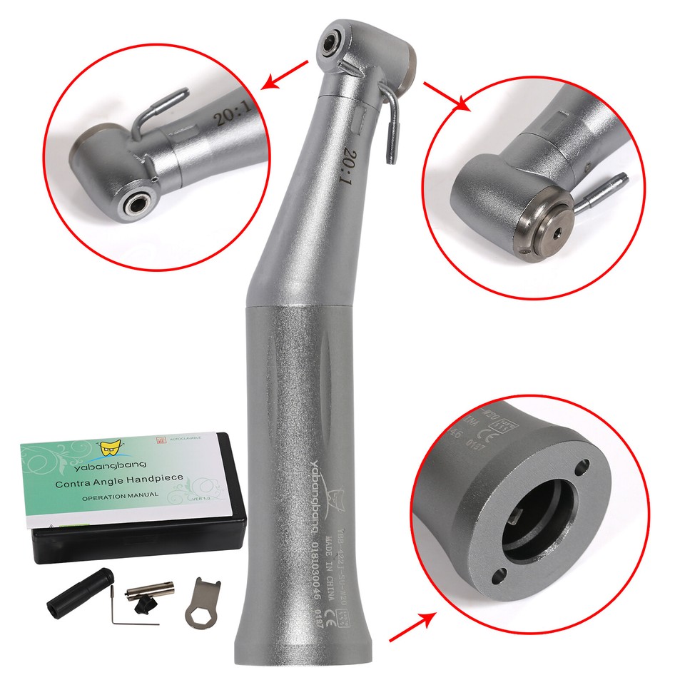 Dental 1:5 LED /20:1 Implant Surgical Contra Angle Handpiece Low Speed ...