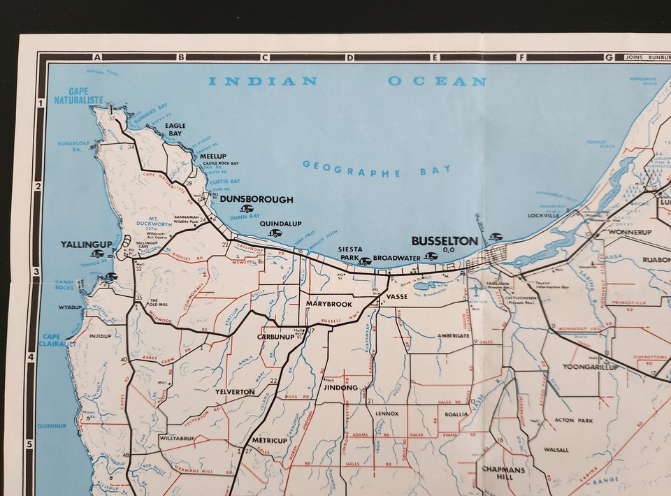 Vintage 1970's Map Busselton to Augusta - Western Australian History ...
