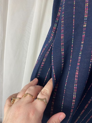 THML Womens Shift Dress Size Medium Blue Striped Aztec Ruffle Short ...