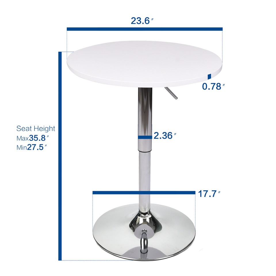 Adjustable Round Pub Bar Table Swivel Wood Top Chrome Base Bistro ...