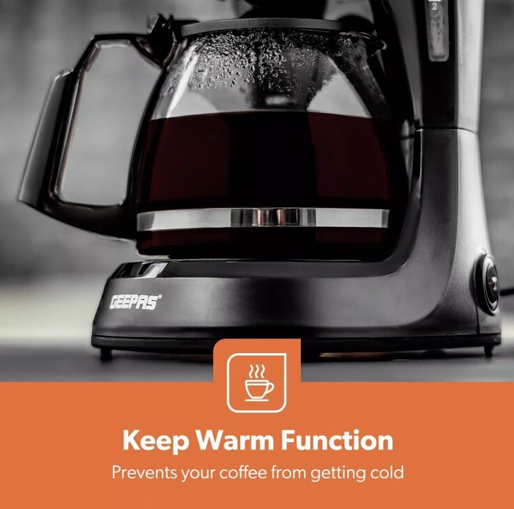 GEEPAS Filter Coffee Maker Machine 750ml Anti Drip Keep Warm Fast ...