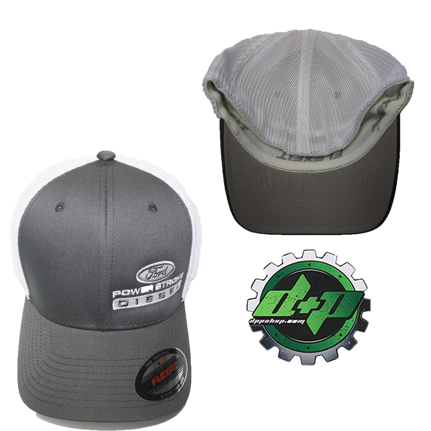 Ford Powerstroke truckers mesh summer hat Char. Gray White cap fitted ...