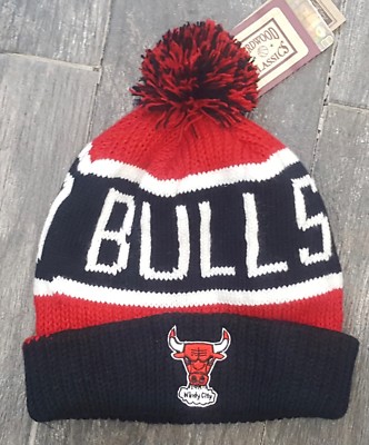 CHICAGO BULLS NBA 47' BRAND CALGARY CUFFED KNIT BEANIE HAT POM POM ...