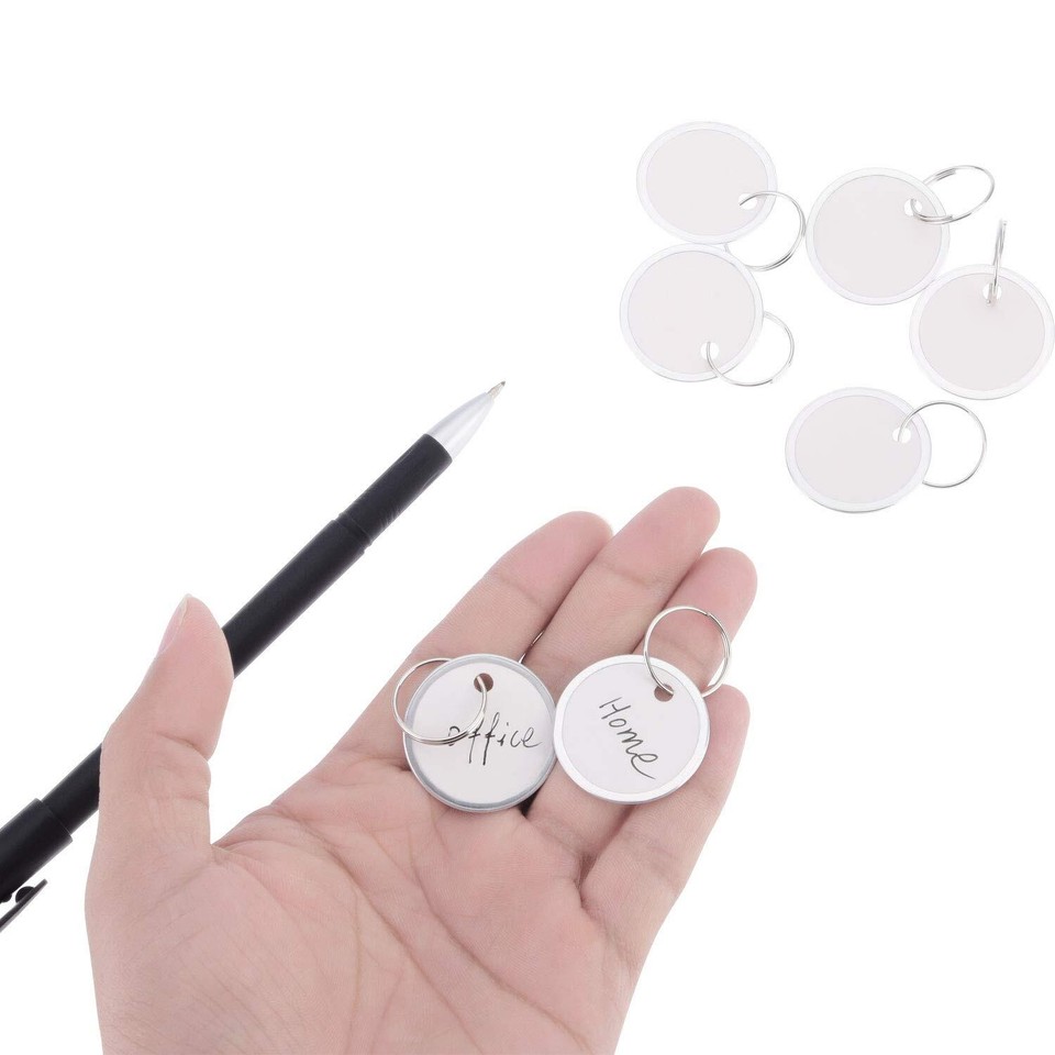 100 Pieces White Key Tags Metal Key Tags Round Paper Key Tags with ...