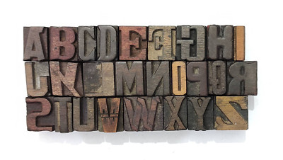 Vintage Letterpress 26 A To Z Letters Wood Type Printers Block ...
