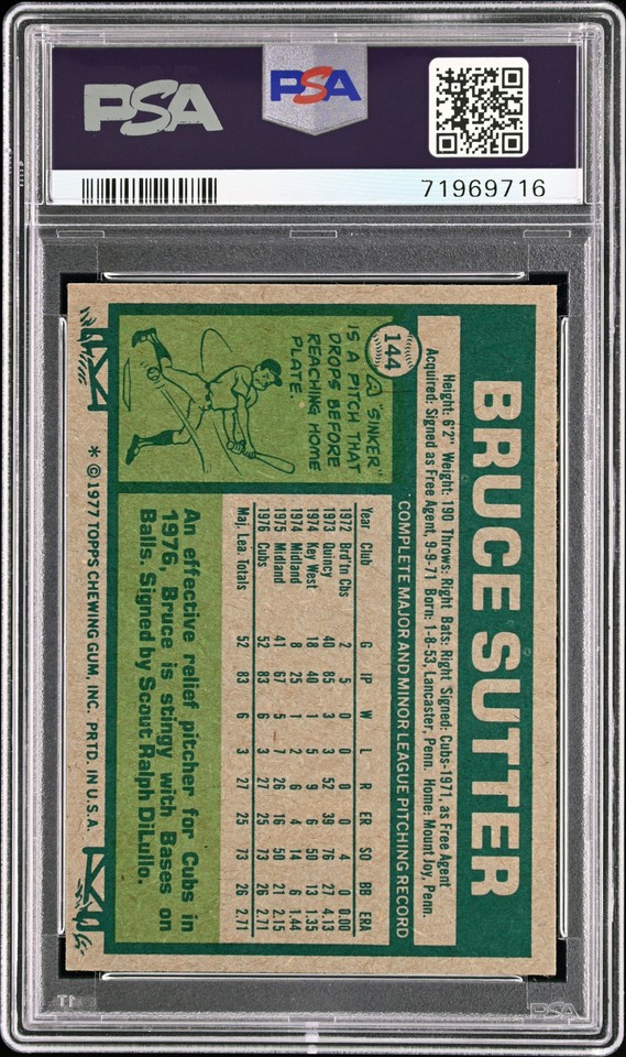 1977 TOPPS #144 BRUCE SUTTER PSA 9 OC | eBay