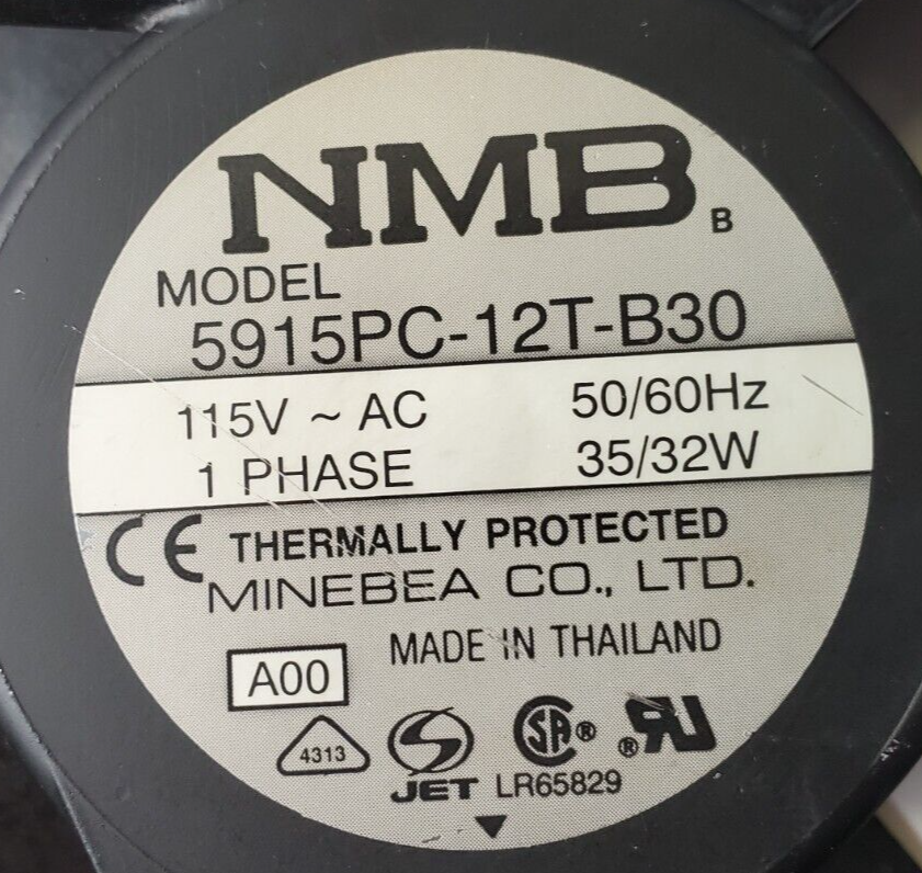 NMB AXIAL FAN 5915PC-12T-B30 115V 1PH 50/60 HZ 35/32W MADE IN THAILAND ...