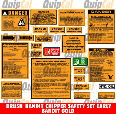 Brush Bandit Early Models Chipper Safety Decal Set - Economical Version ...