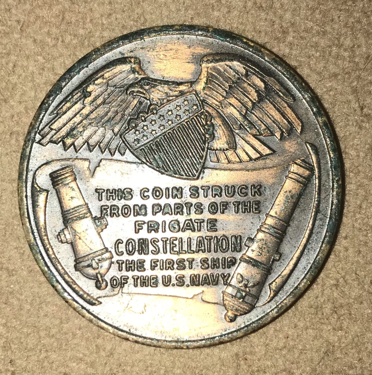 1797 FIRST SHIP OF US NAVY SOUVENIER MEDAL U S FRIGATE CONSTELLATION ...