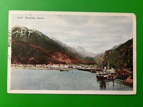 Yukon River, Skagway, Alaska AK Postcard ~ Docks, Boats, View ~ Posted 1934 | eBay