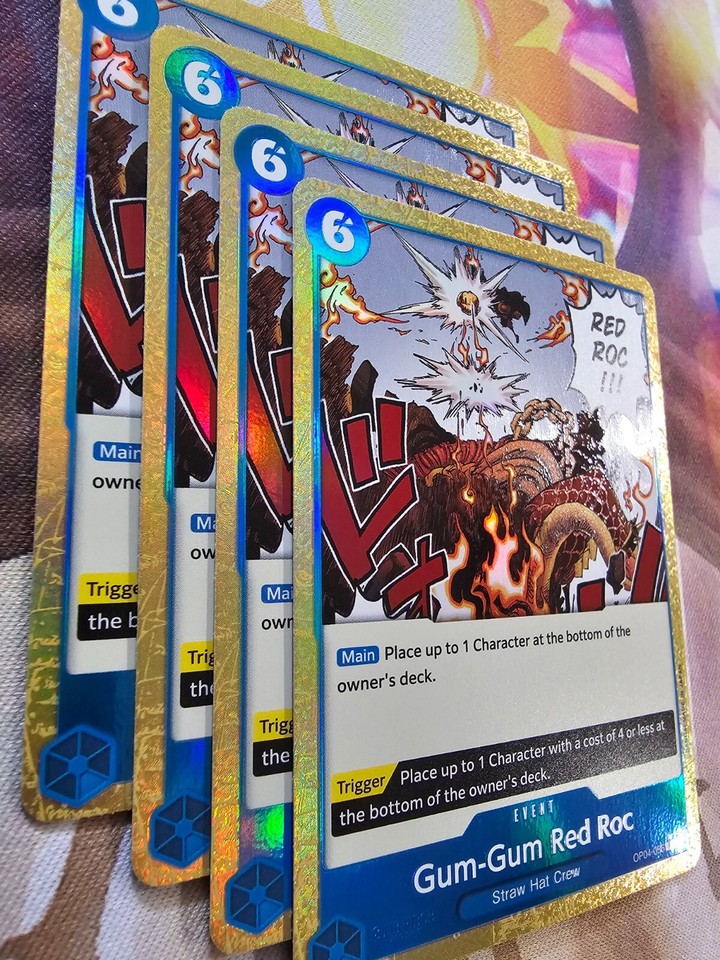 4x One Piece TCG Gum-Gum Red Roc OP04-056 TEXTURED FOIL Premium Booster ...