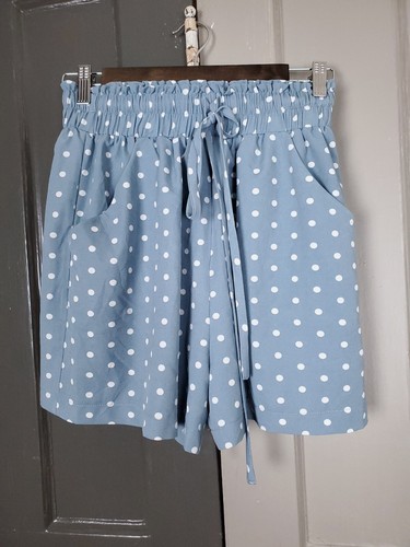 NWT Allie Rose Light Blue Polka Dot Drawstring Flowy Boutique Shorts S | eBay