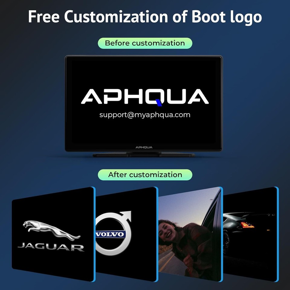 Aphqua 9Inch Screen 2.5K Dash Cam Bluetooth Wireless Apple Carplay ...