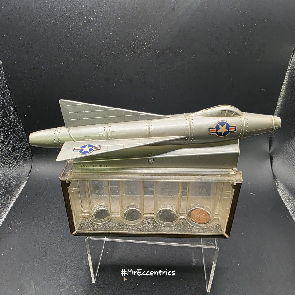 VINTAGE WOLVERINE SILVER US MILITARY JET AIRCRAFT COIN BANK USA MADE ...
