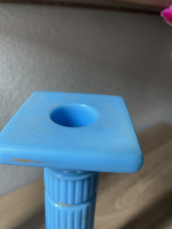 CAMBRIDGE GLASS DORIC COLUMN AZURITE CANDLESTICKS GOLD DECORATION | eBay