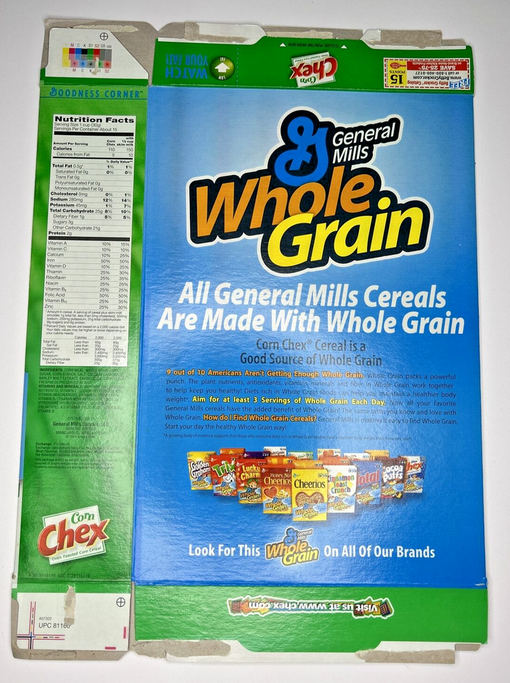 2005 Empty General Mills Corn Chex Toasted Corn 16OZ Cereal Box SKU ...