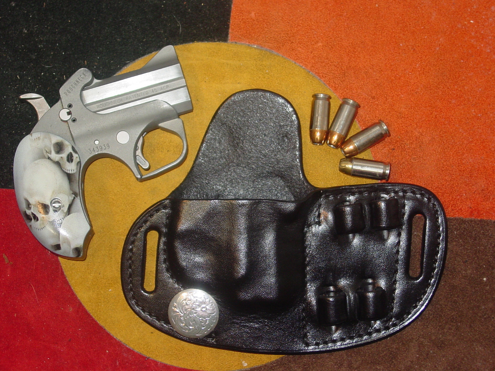 Bond Arms Roughneck 45 ACP leather holster extra ammo holder black ...