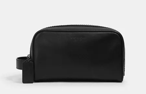 Coach Smooth Black Leather Small Travel Kit 2522 New NWT 8 3/4" (L) X 5 ...