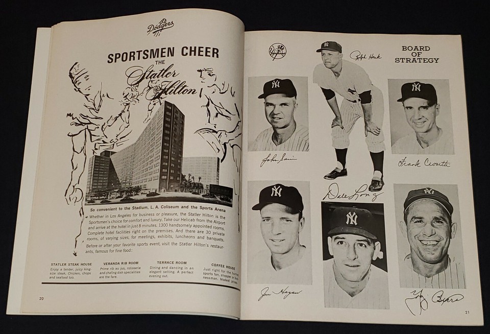 1963 MLB WORLD SERIES LOS ANGELES DODGERS vs NY YANKEES PROGRAM AT LOS ...