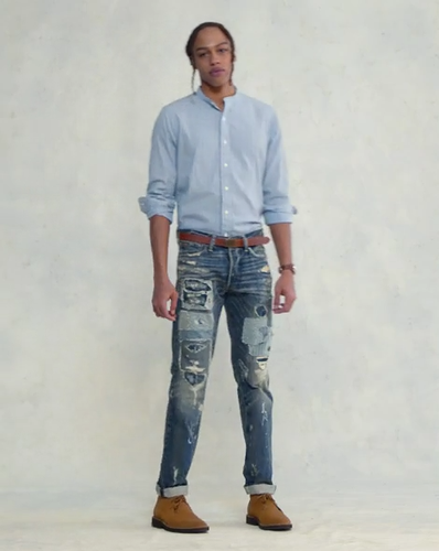 Polo Ralph Lauren Patchwork Repaired Distressed Ripped Shredded Artist ...